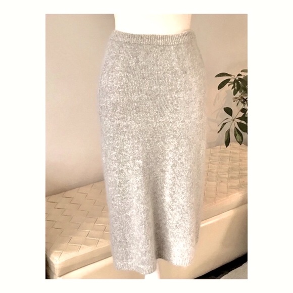 Semplice | Skirts | High Rise Gray Midi Angora Sweater Skirt Made Of ...